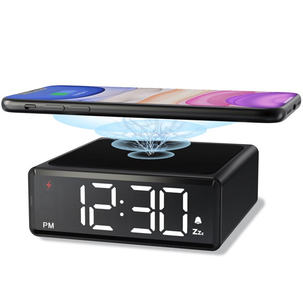 VOCOO Alarm Clock with Wireless Charging, Clear LED Display Digital ...