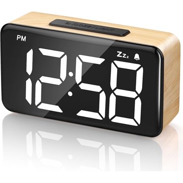 Electime Wooden Digital Alarm Clock with Smart Sensor Night Light ...