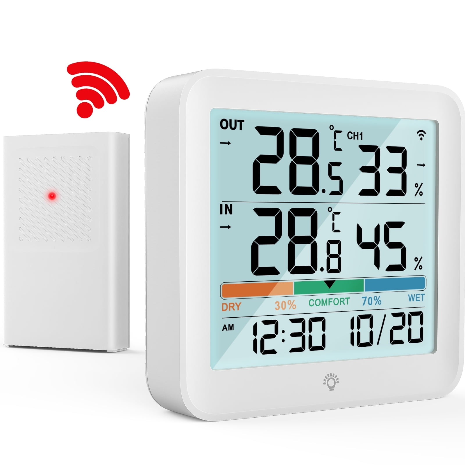 VOCOO Indoor Outdoor Thermometer, Wireless Weather Station Hygrometer ...