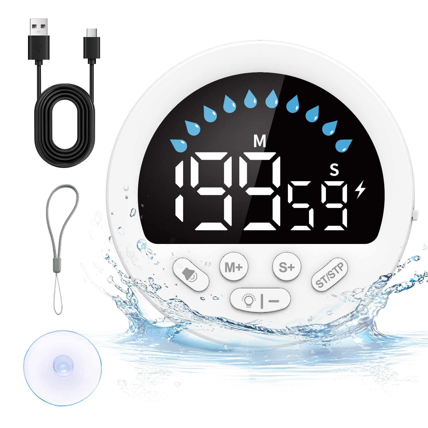 VOCOO Visual Water Droplet Timer 0-199min 59sec Waterproof Countdown ...