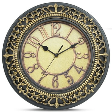 Geevon Vintage Wall Clock, Silent 12" Non Ticking Retro Round Clock ...