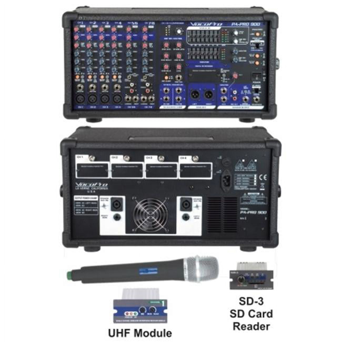 VOCOPRO 900W Professional PA Mixer with SDR-3 and One UHF Module and ...