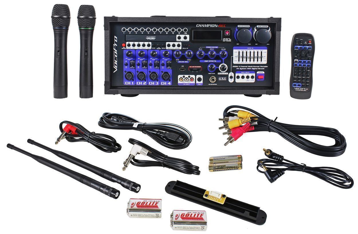 VOCOPRO CHAMPIONREC3 200W 3 Channel Multi-Format Portable P. A. System ...