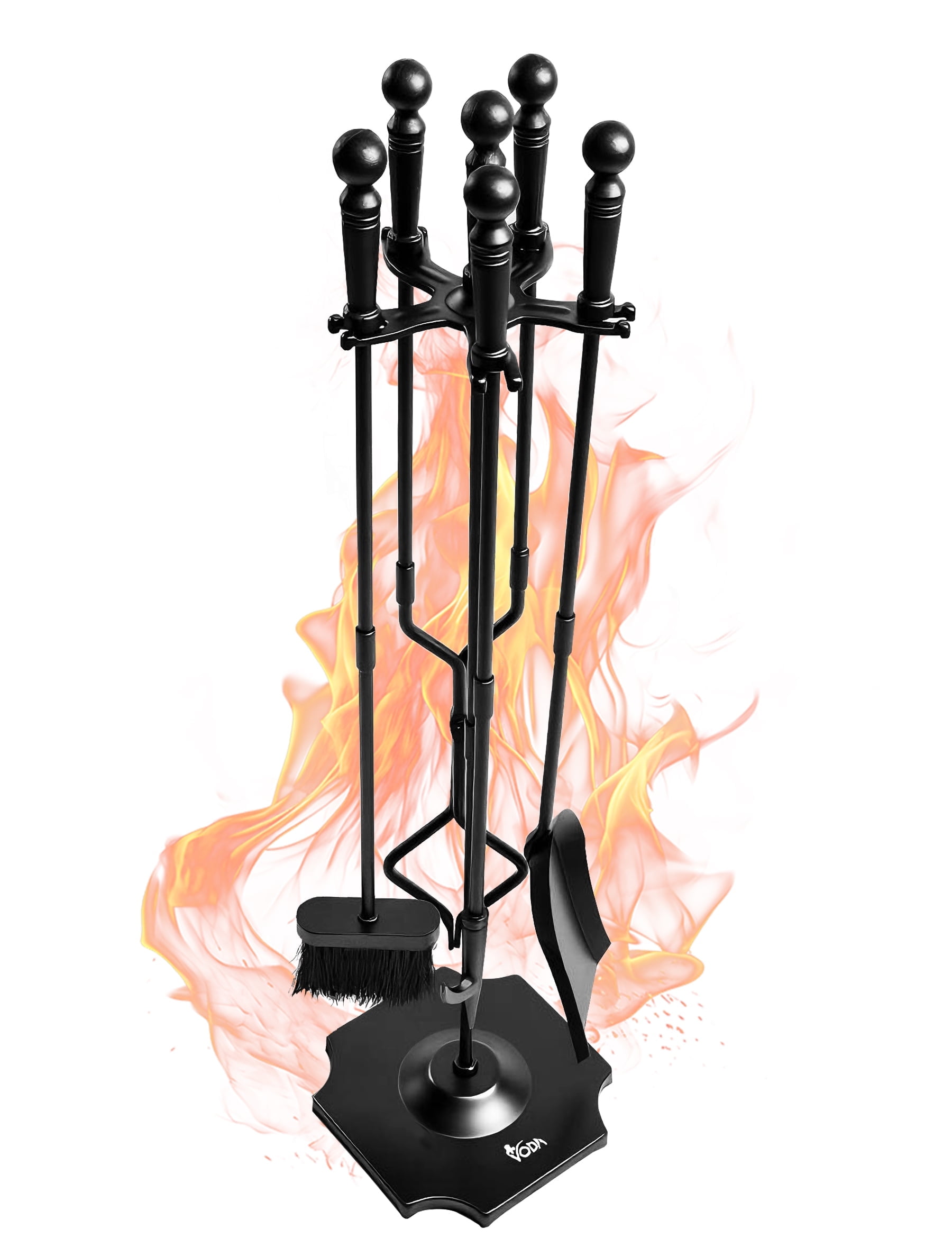 "VODA 5-Piece Indoor Fireplace Tools Set, Cast Iron, 31.5"" Fire ...