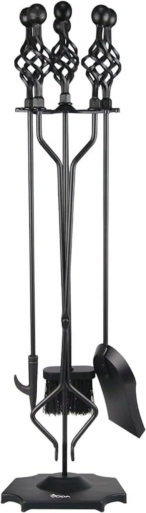 VODA 5-Piece Cast Iron Fireplace Tools Set, 33.5" Indoor/Outdoor ...