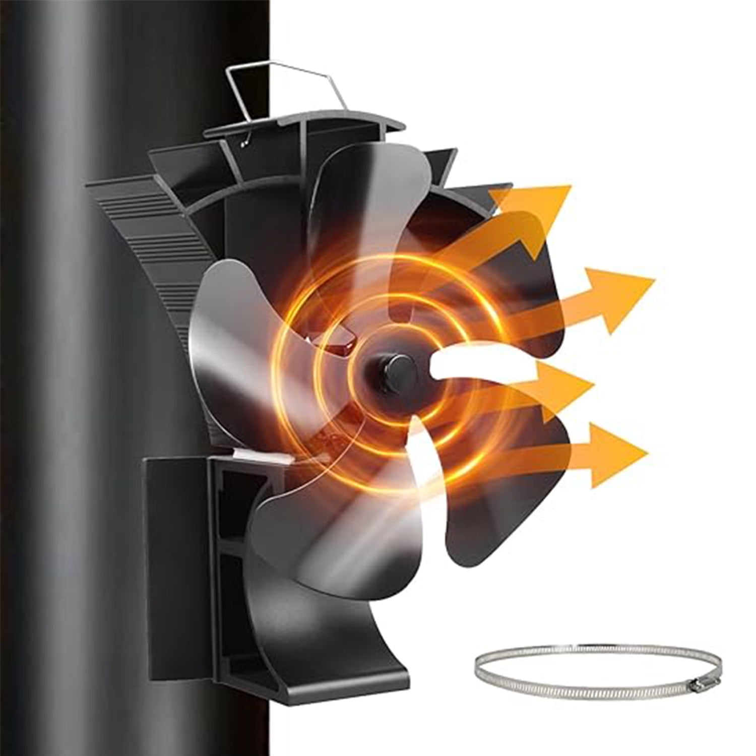 3-in-1 Wood Stove Fan Heat Powered 5 Blades for Wood Stove/Flue Pipe ...