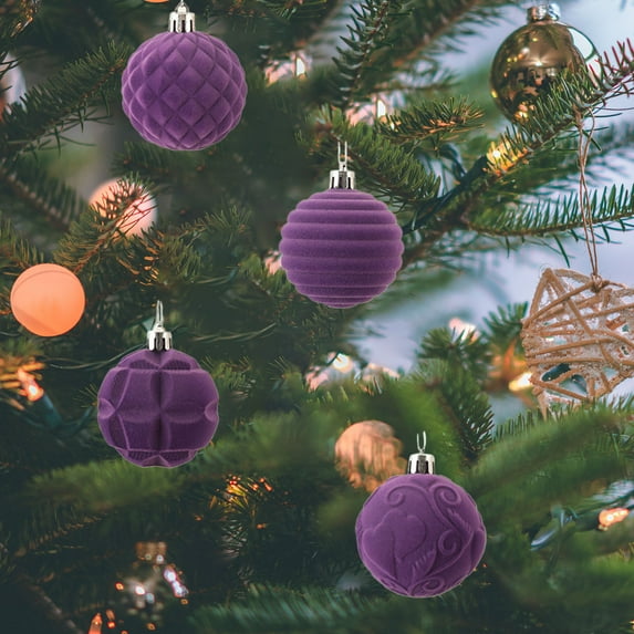 2024 New Christmas Ornaments Flocking Christmas Ball 6cm/12pcs Boxed ...