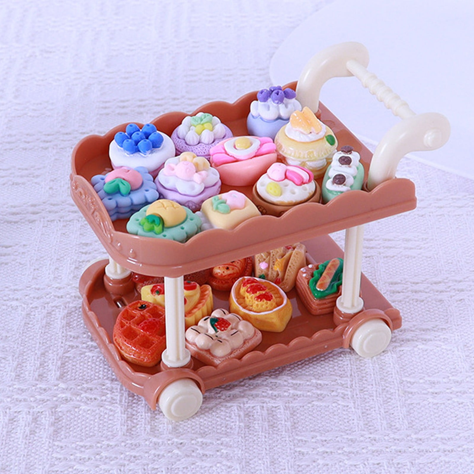 Mini Food Play Trolley Handcart, Realistic Shopping Cart Model for Kids ...