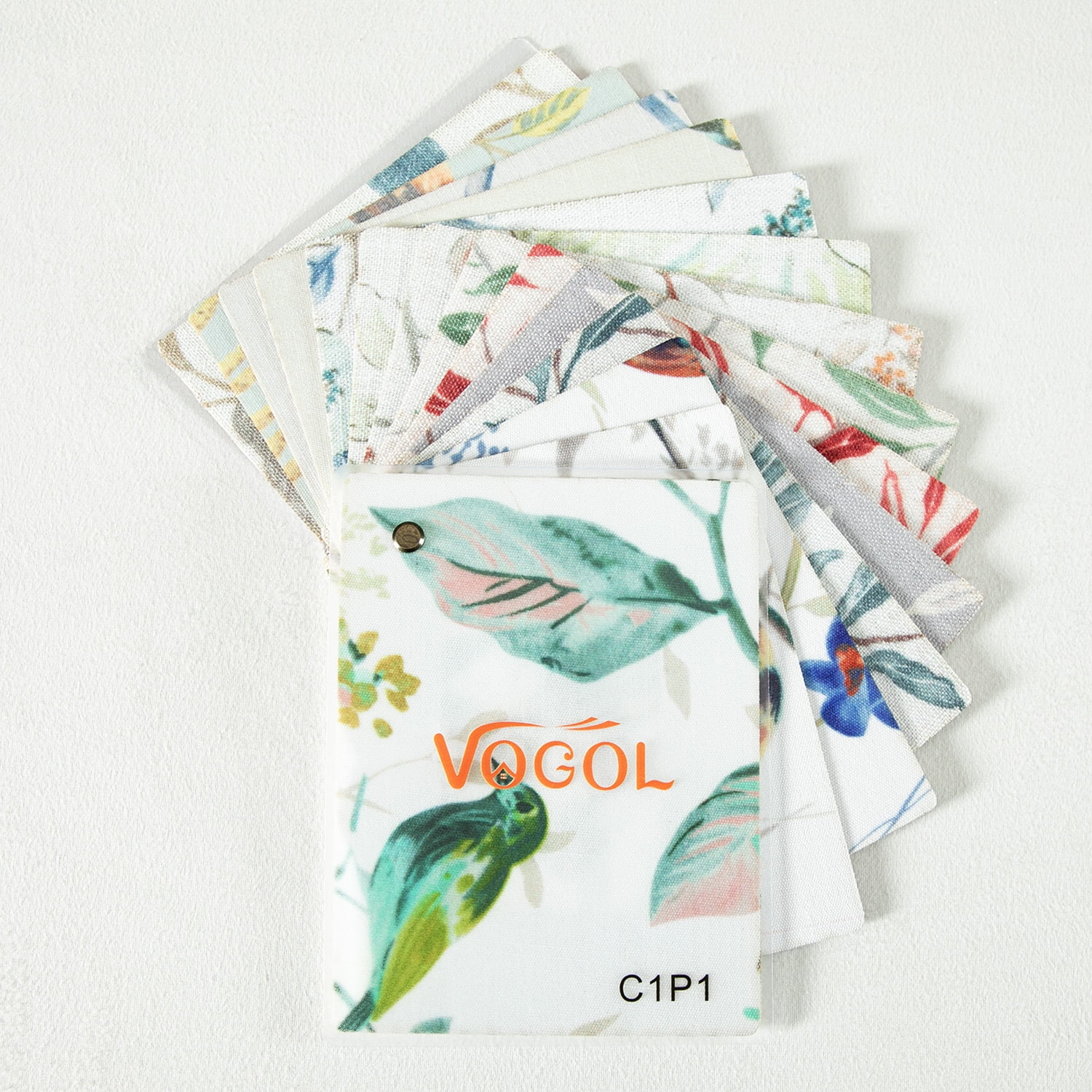 VOGOL 15-Color Linen Textured Curtains Fabric Sample Booklet, Nature ...