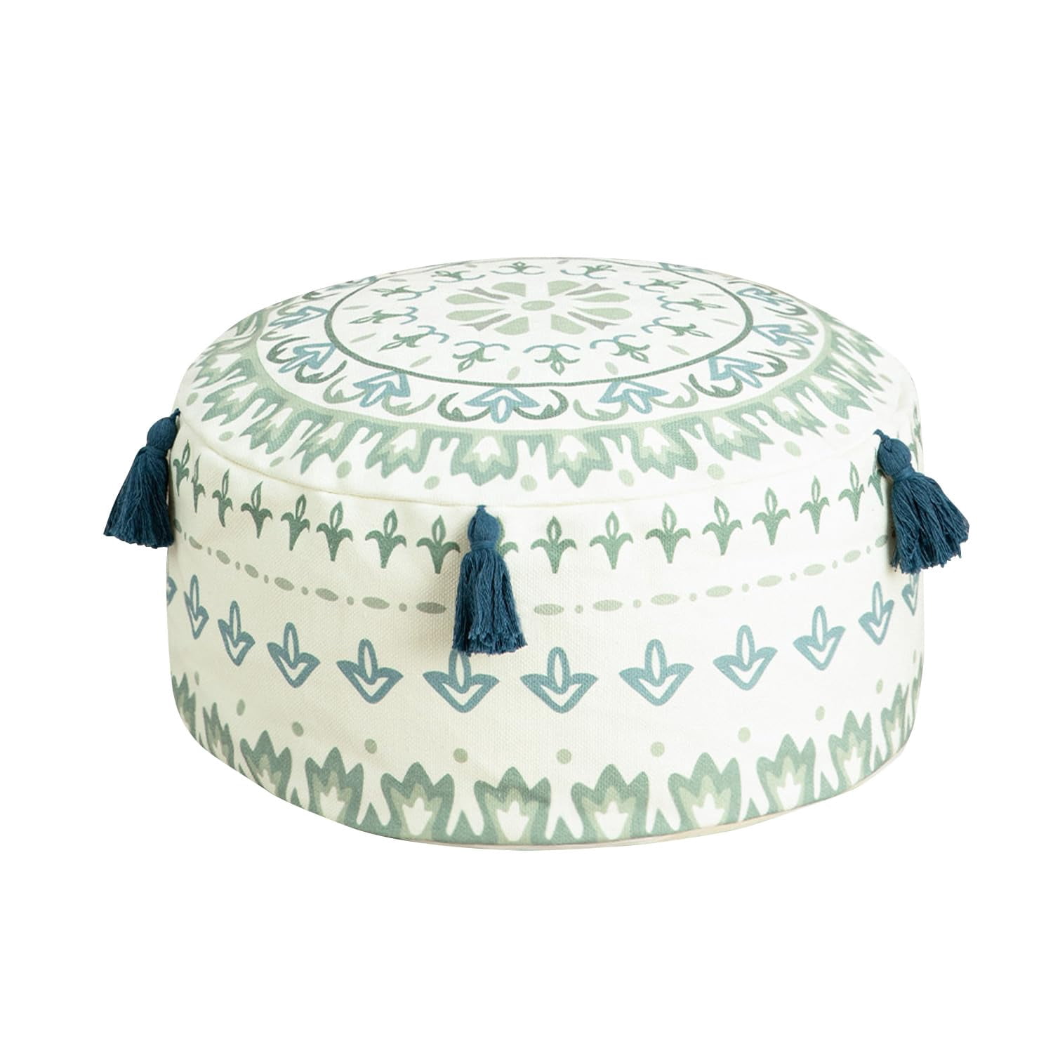 VOGOL Cotton Print Ottoman Pouf Cover, Unstuffed Round Pouf Covers for ...