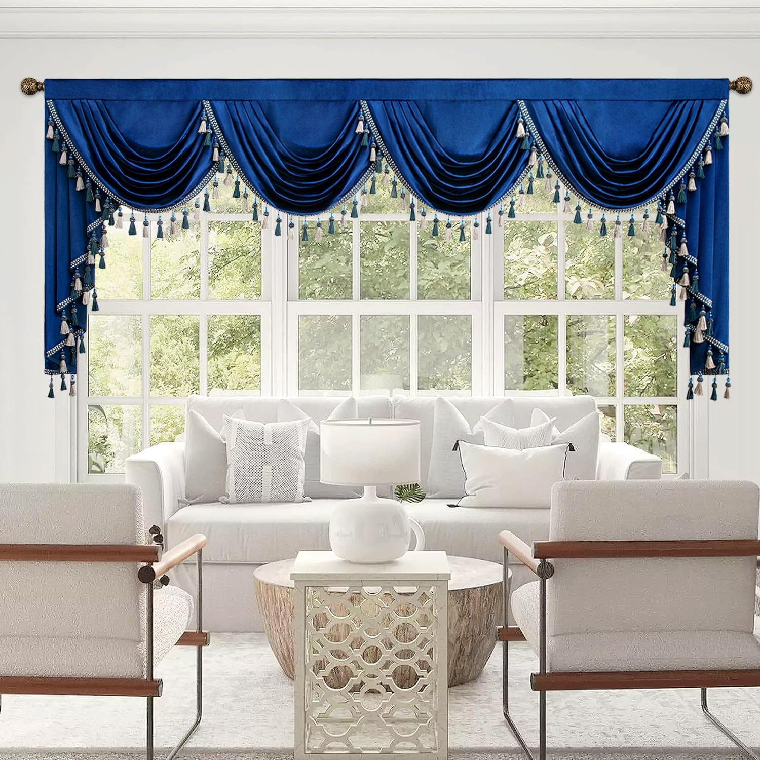 Customer reviews for VOGOL Dark Blue Extra Wide Waterfall Valance ...