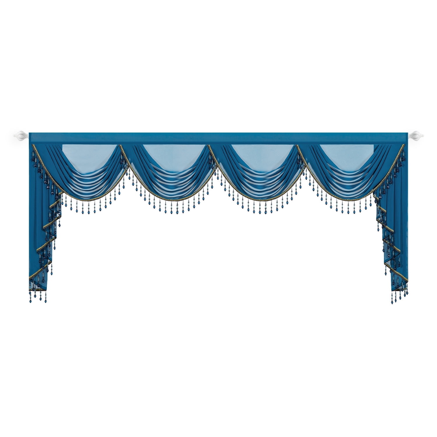 VOGOL Extra Wide Dark Blue Sheer Valances, Luxury Vintage Style Voile ...