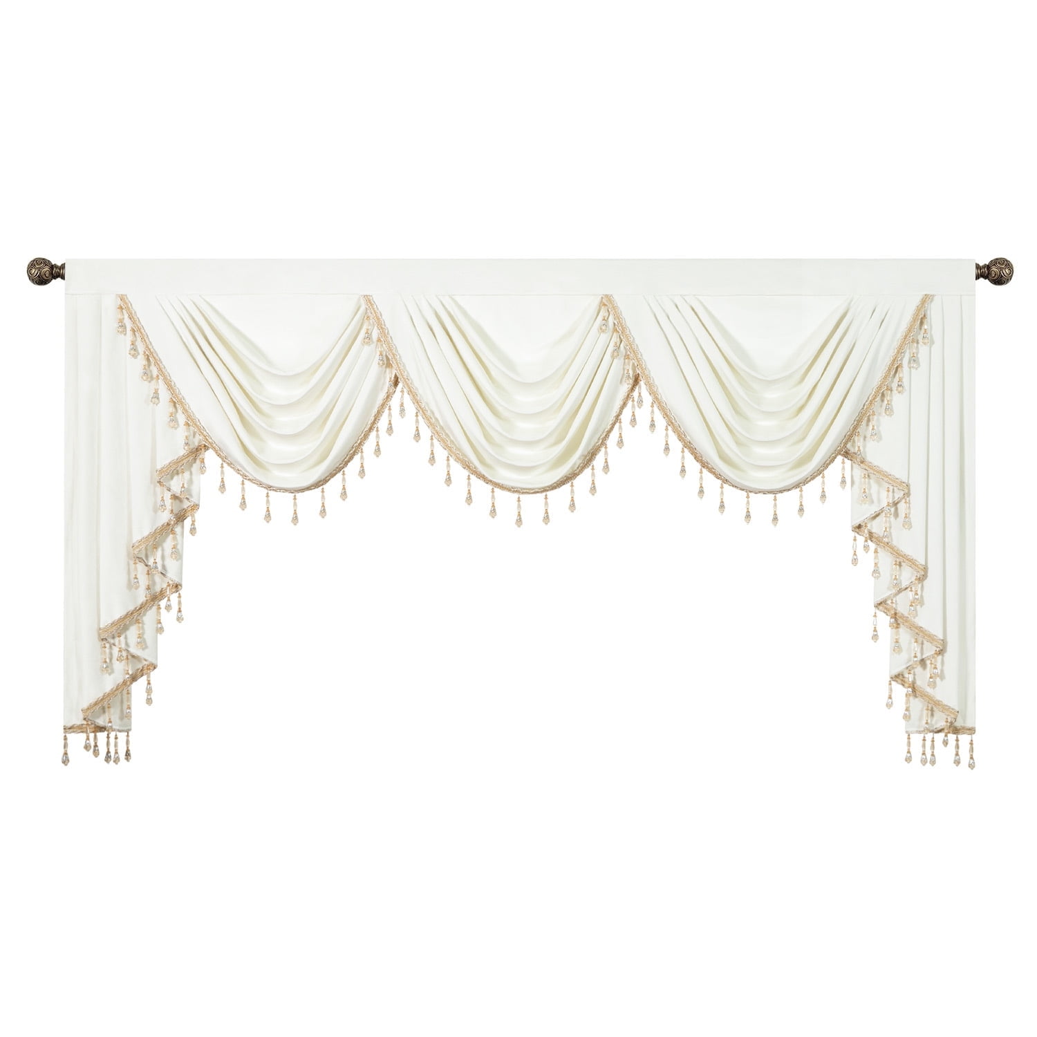VOGOL Extra Wide Swag Valances for Living Room, White Thermal Insulated ...