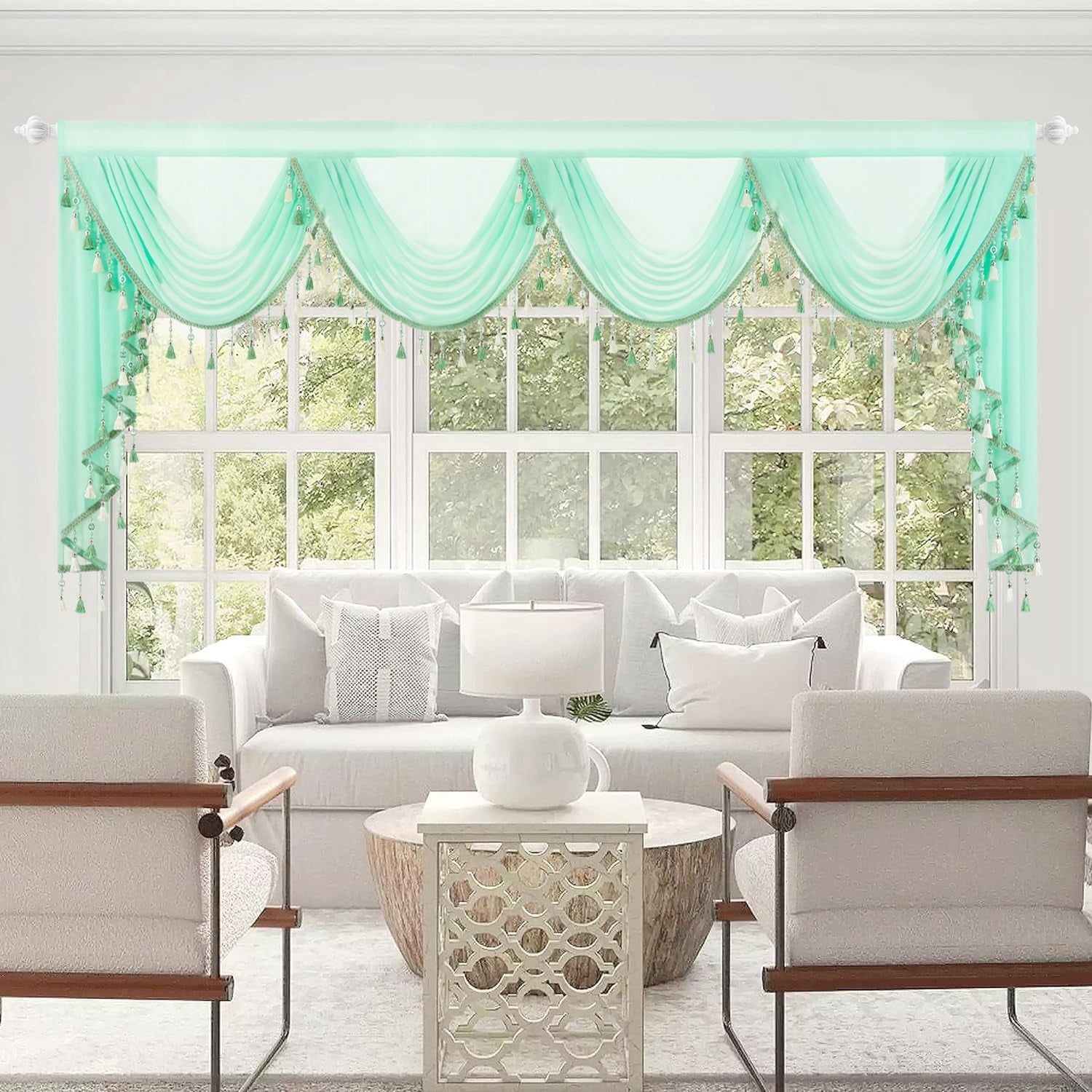 VOGOL Luxury European Curtains Valance for Kitchen Window Decorative ...