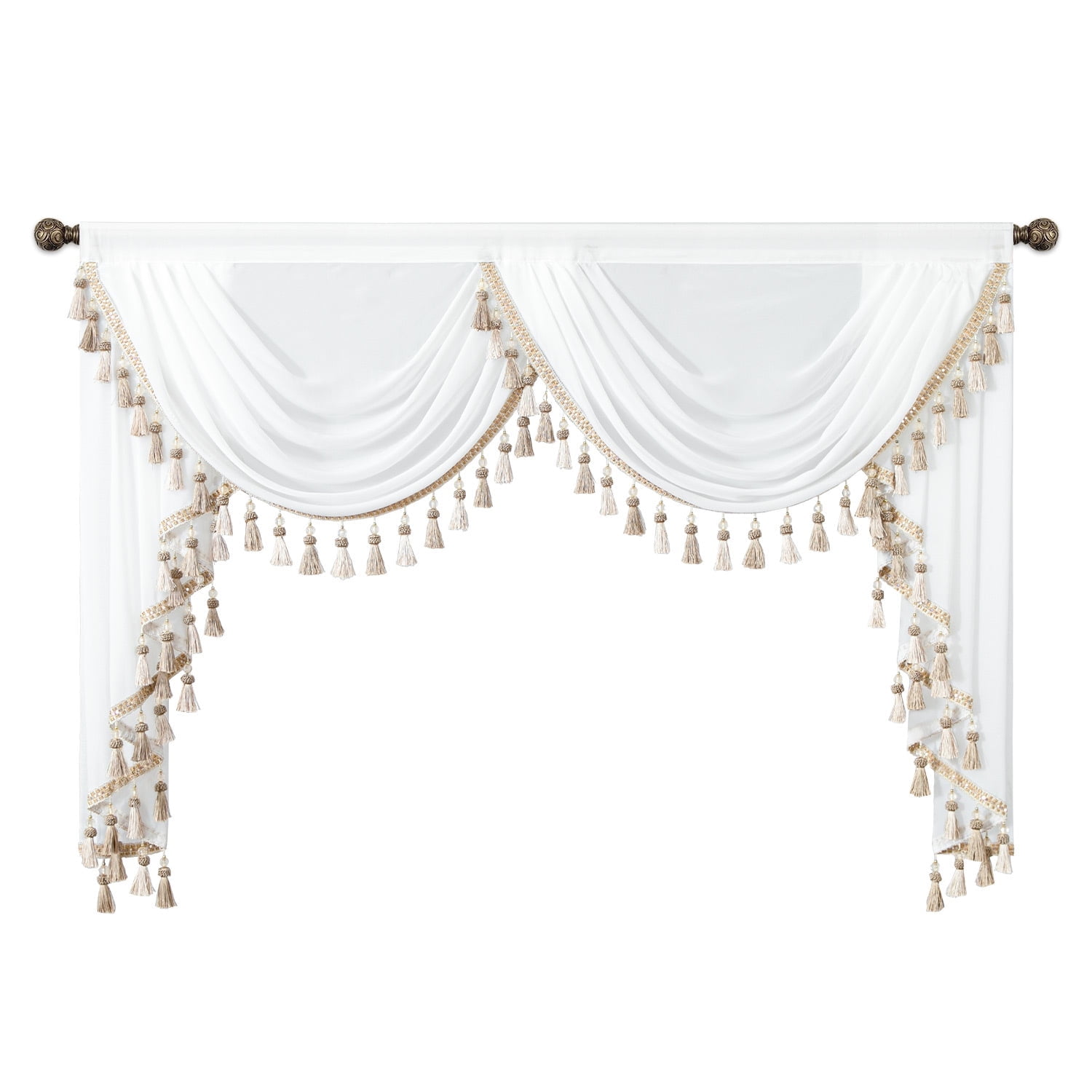 VOGOL Luxury Vintage Style Waterfall Valance, 1 Panel Soft Touch Silky ...