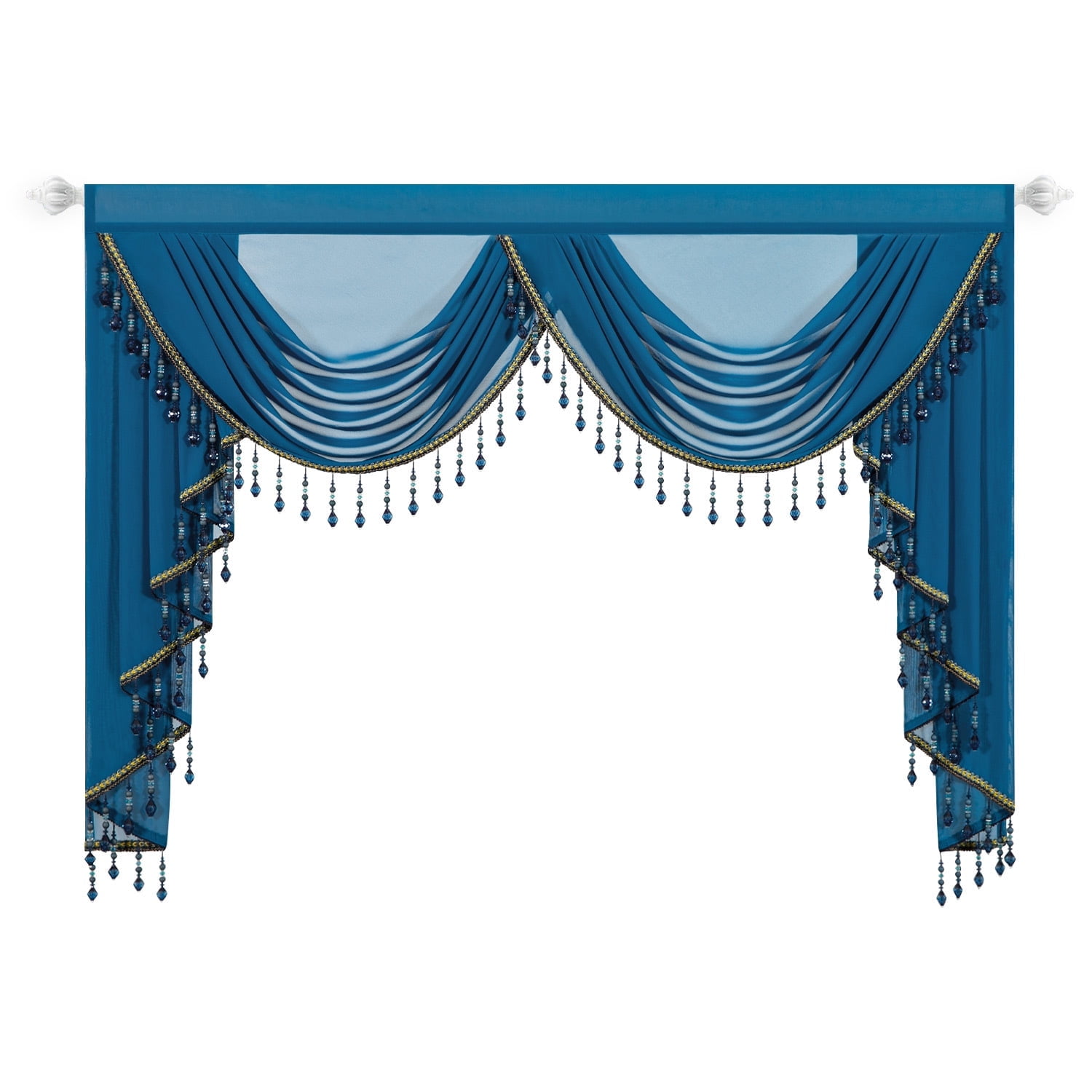 VOGOL Navy Blue Sheer Curtains Valance for Living Room, Elegant Light ...