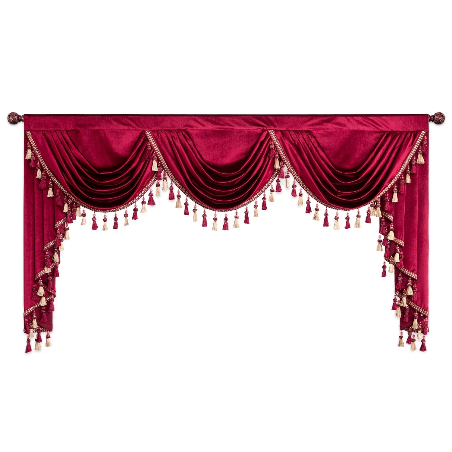 VOGOL Red Velvet Valances for Bedroom, Vintage Valance Curtains for ...