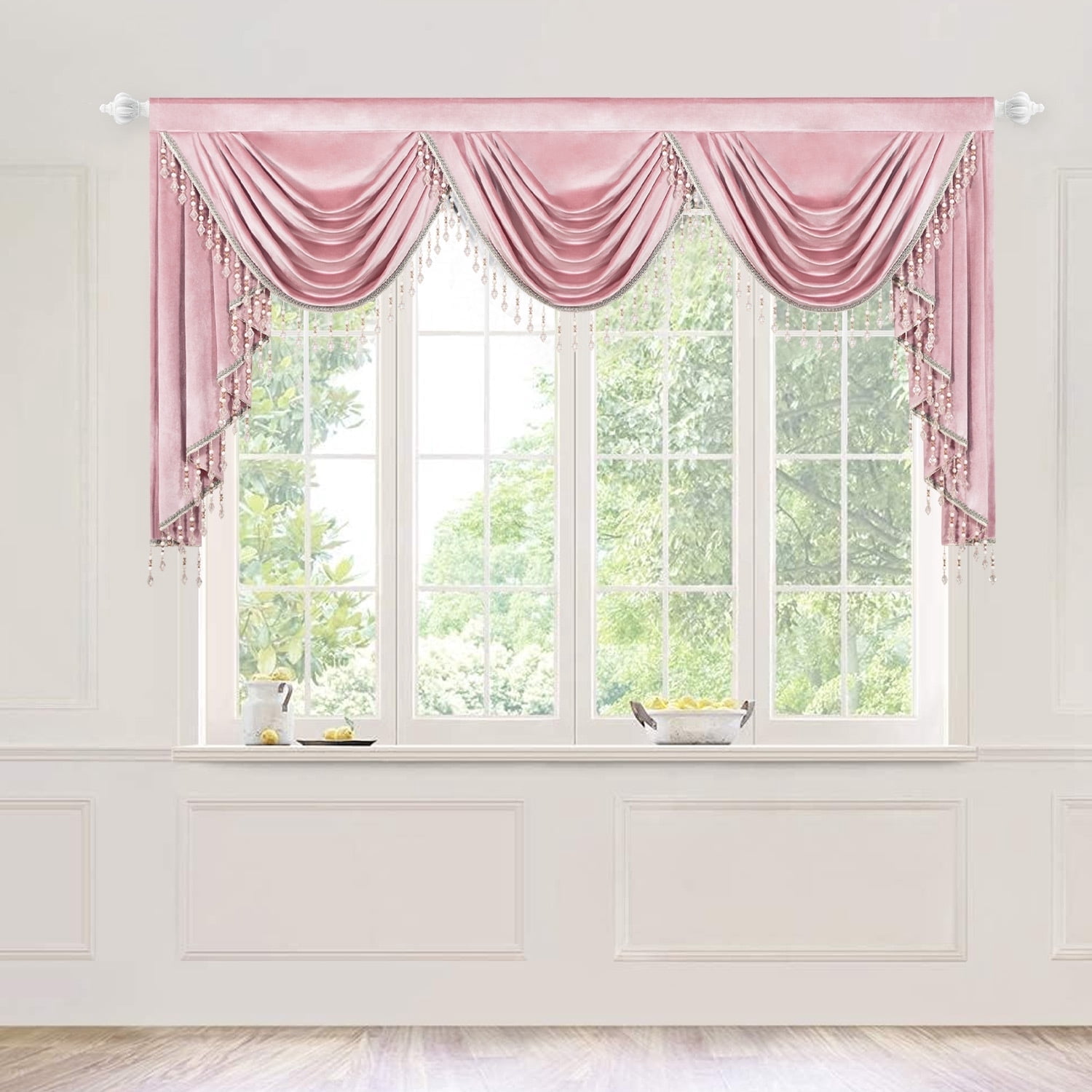 VOGOL Thick Pink Velvet Valance - 79