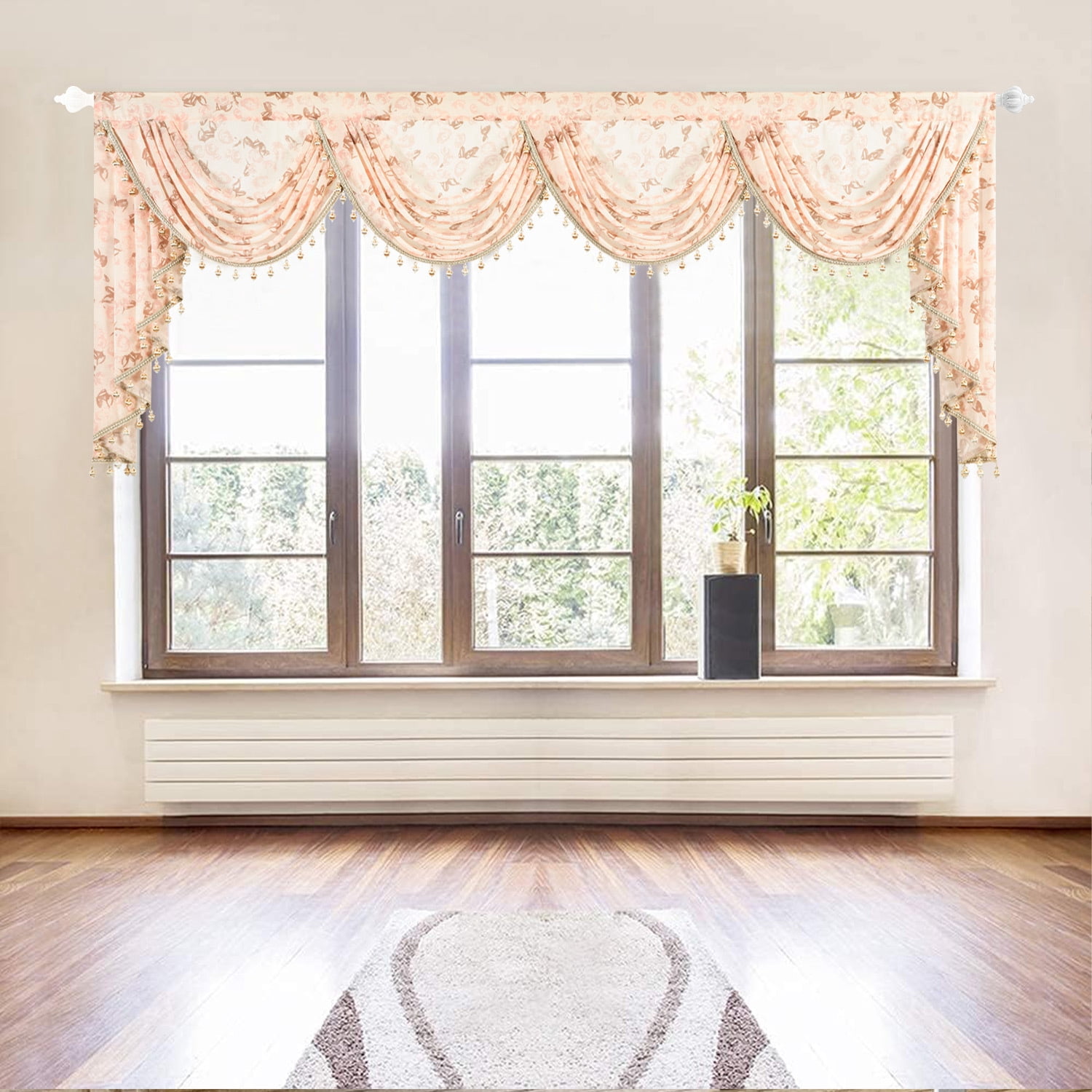 VOGOL Ultra Wide Waterfall Valance 110x43 Inch - Sheer Voile Vintage ...