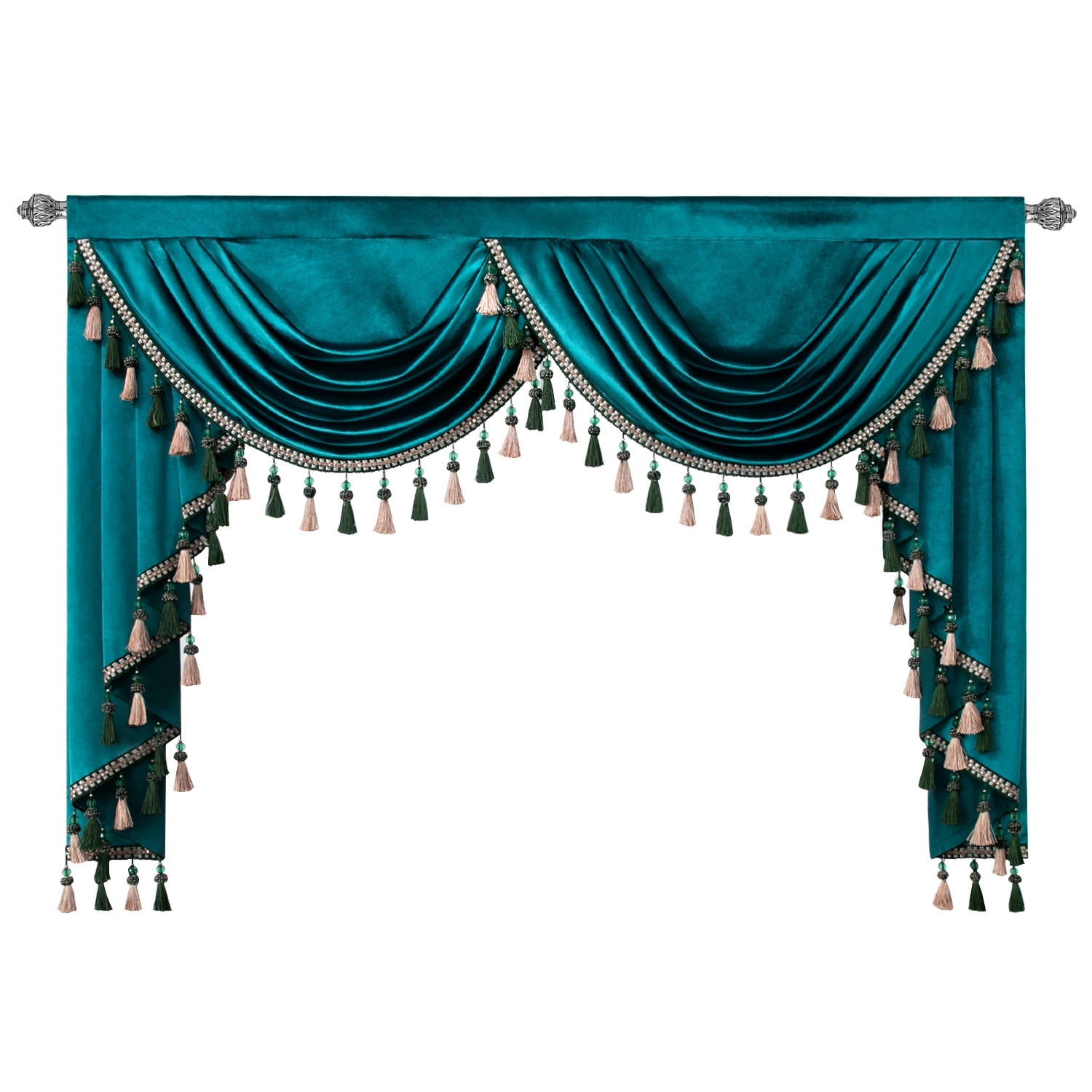 VOGOL Velvet Waterfall Valance, 1 Panel Rod Pocket Light Filtering Swag ...