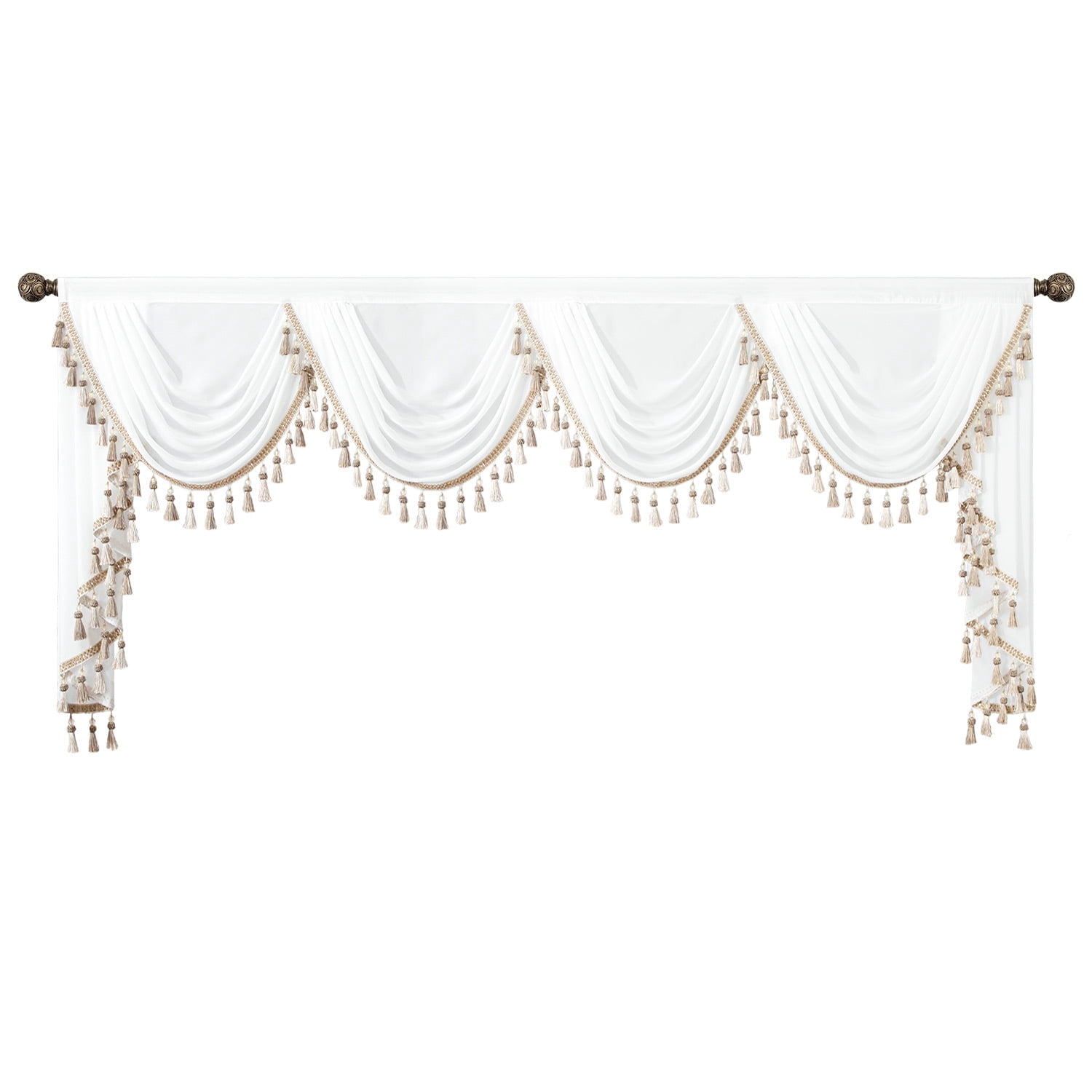 VOGOL White Swag Valances for Windows, Light Filtering Waterfall ...