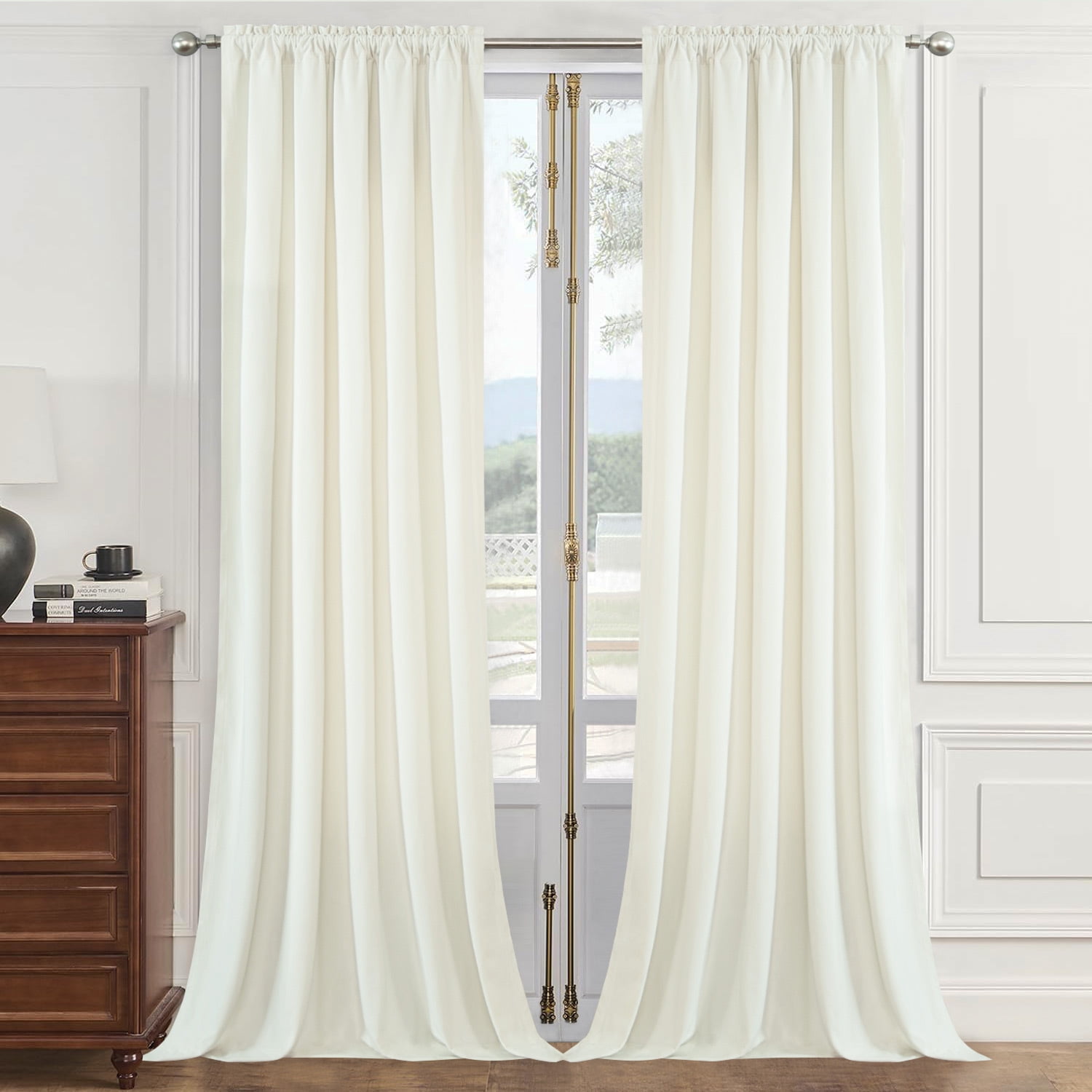 VOGOL White Velvet Blackout Curtains, Thermal Insulated Rod Pocket ...