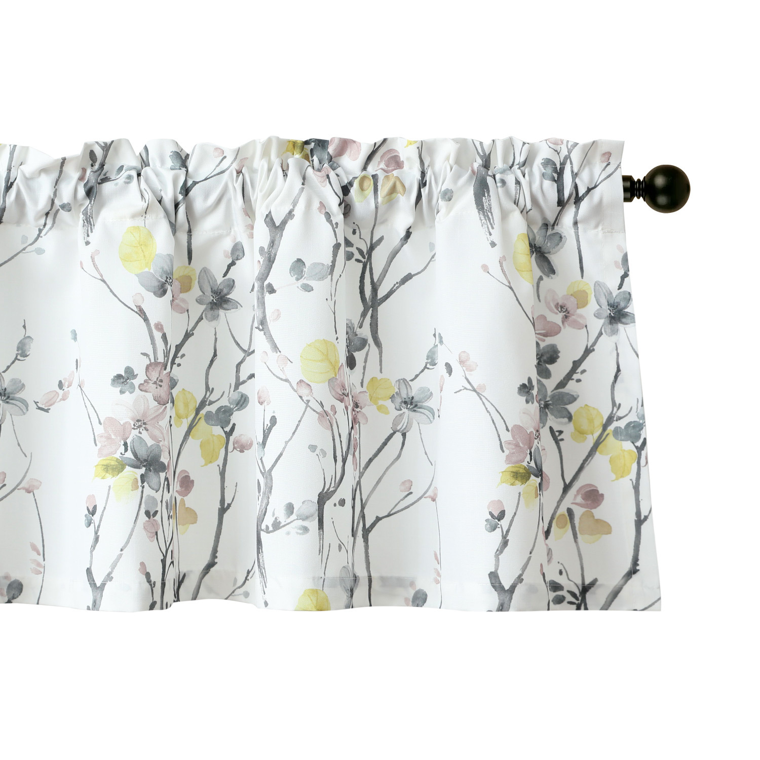 VOGOL Grey Flower Valances for Bedroom Window, Print Country Style ...