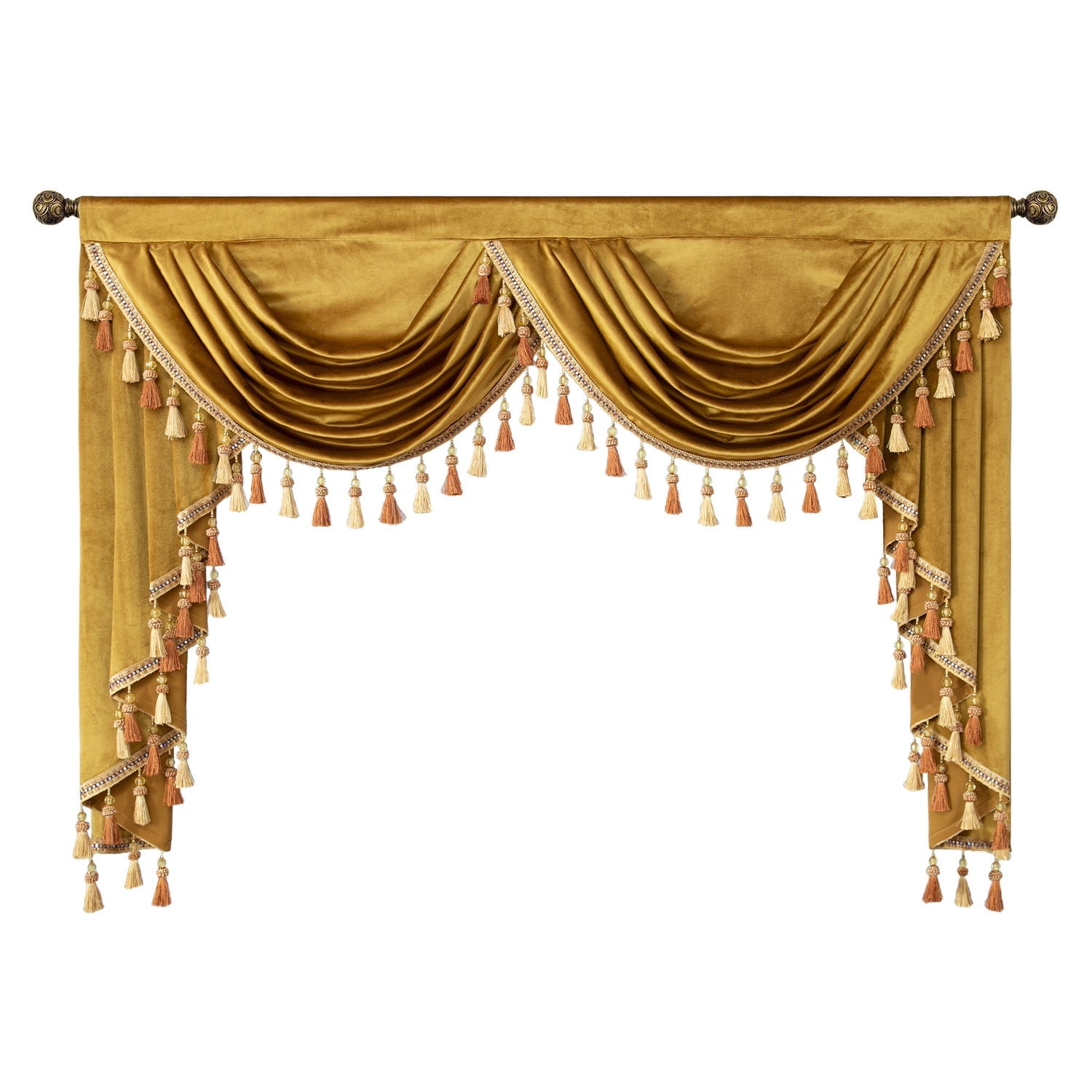 VOGOL Yellow Waterfall Valances for Farmhouse, Light Filtering Velvet ...