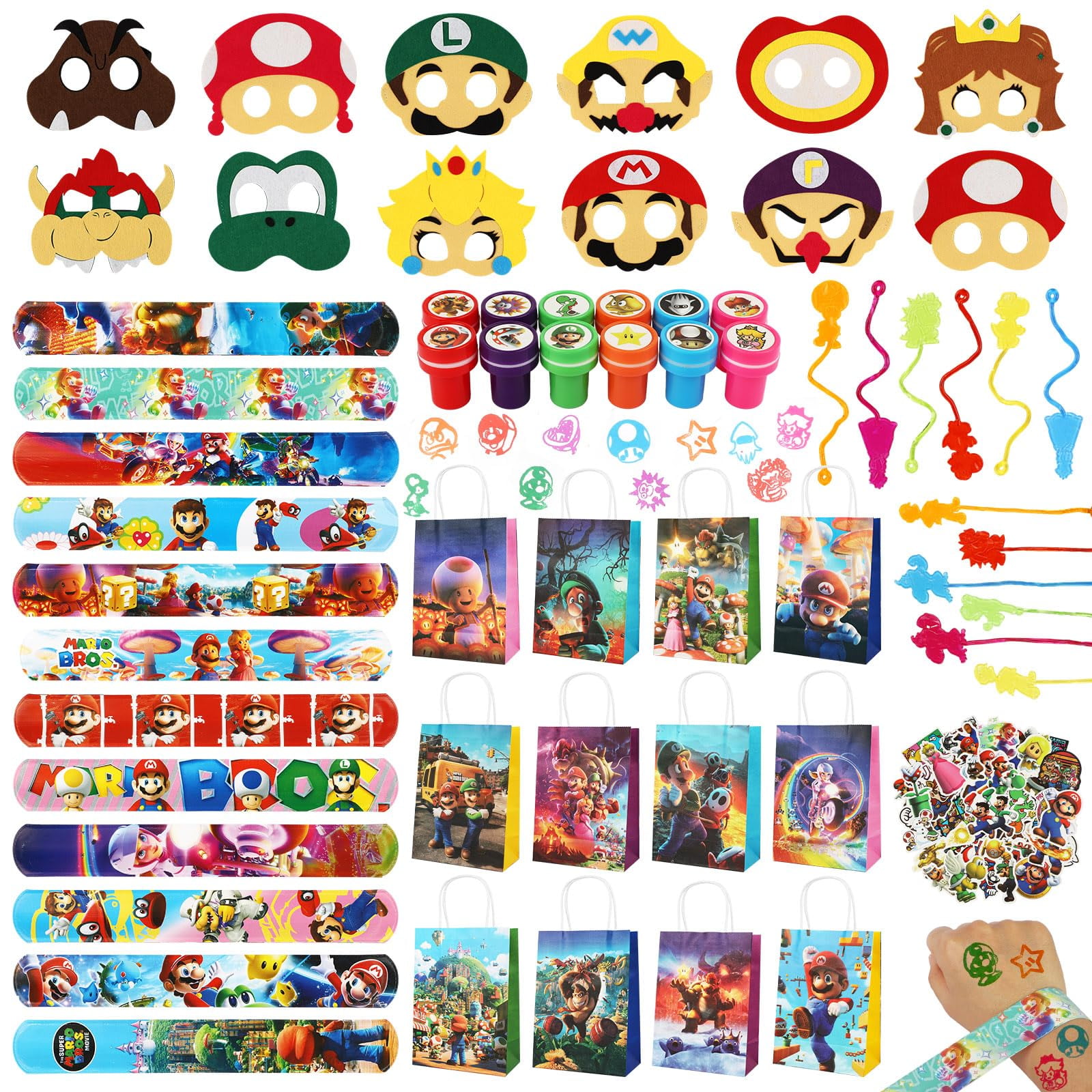 VOGUERRA 110Pcs Mario Party Favor, Birthday Party Supplies Include ...