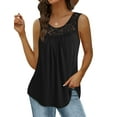 VOIANLIMO Women's Plus Size Sleeveless Lace Pleated Shirts Summer ...