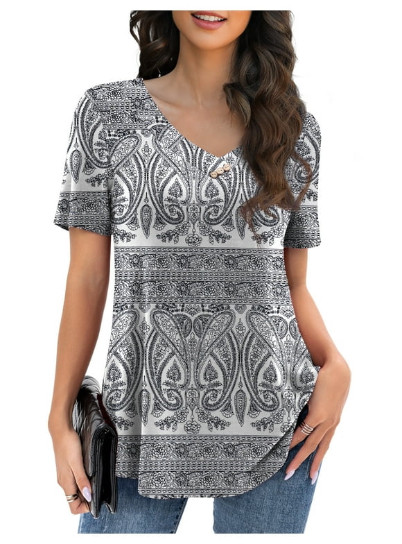 Plus Size V Neck Tops