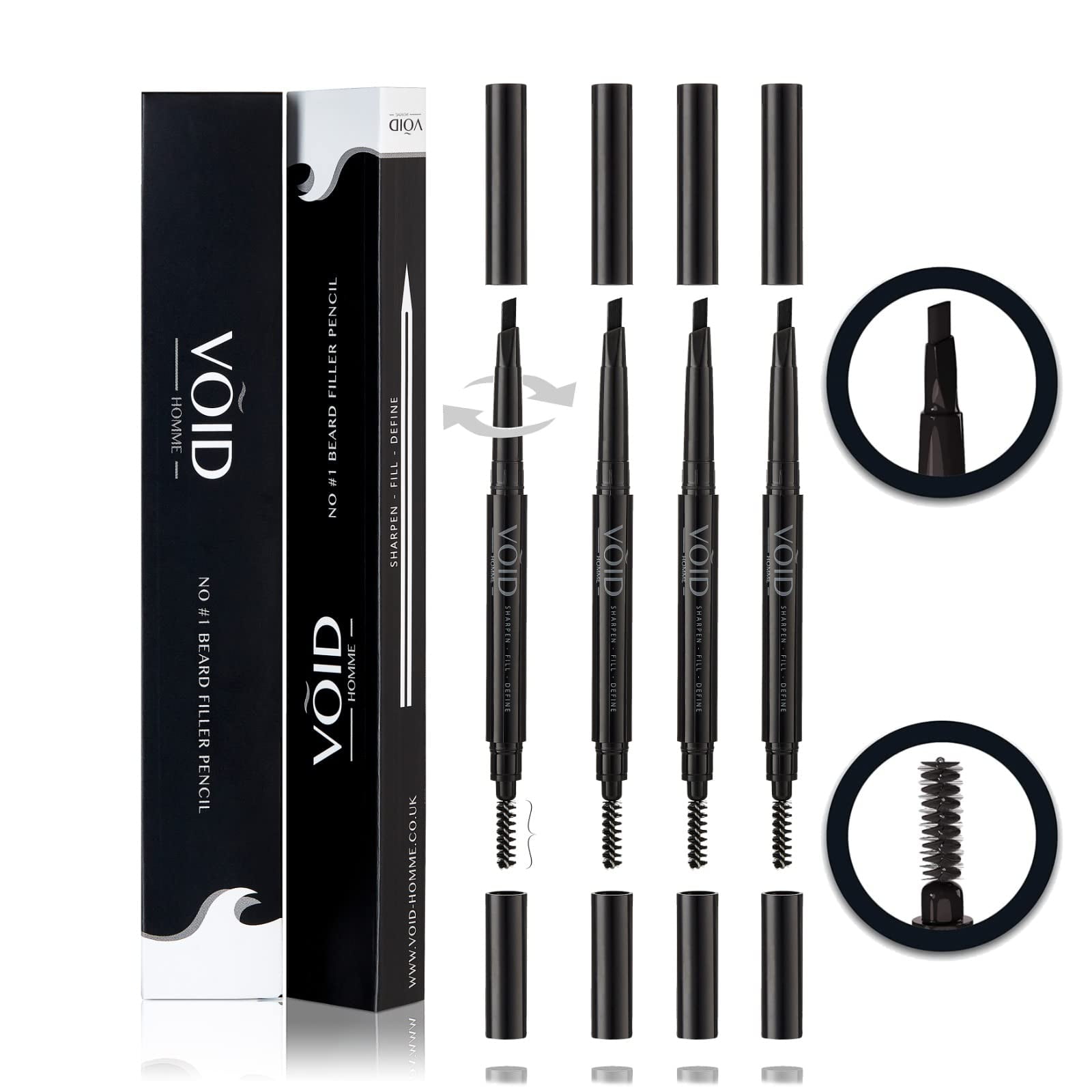 VOID Homme Beard Pencil Filler for Men (Dark Brown, Set of 4) Instant ...