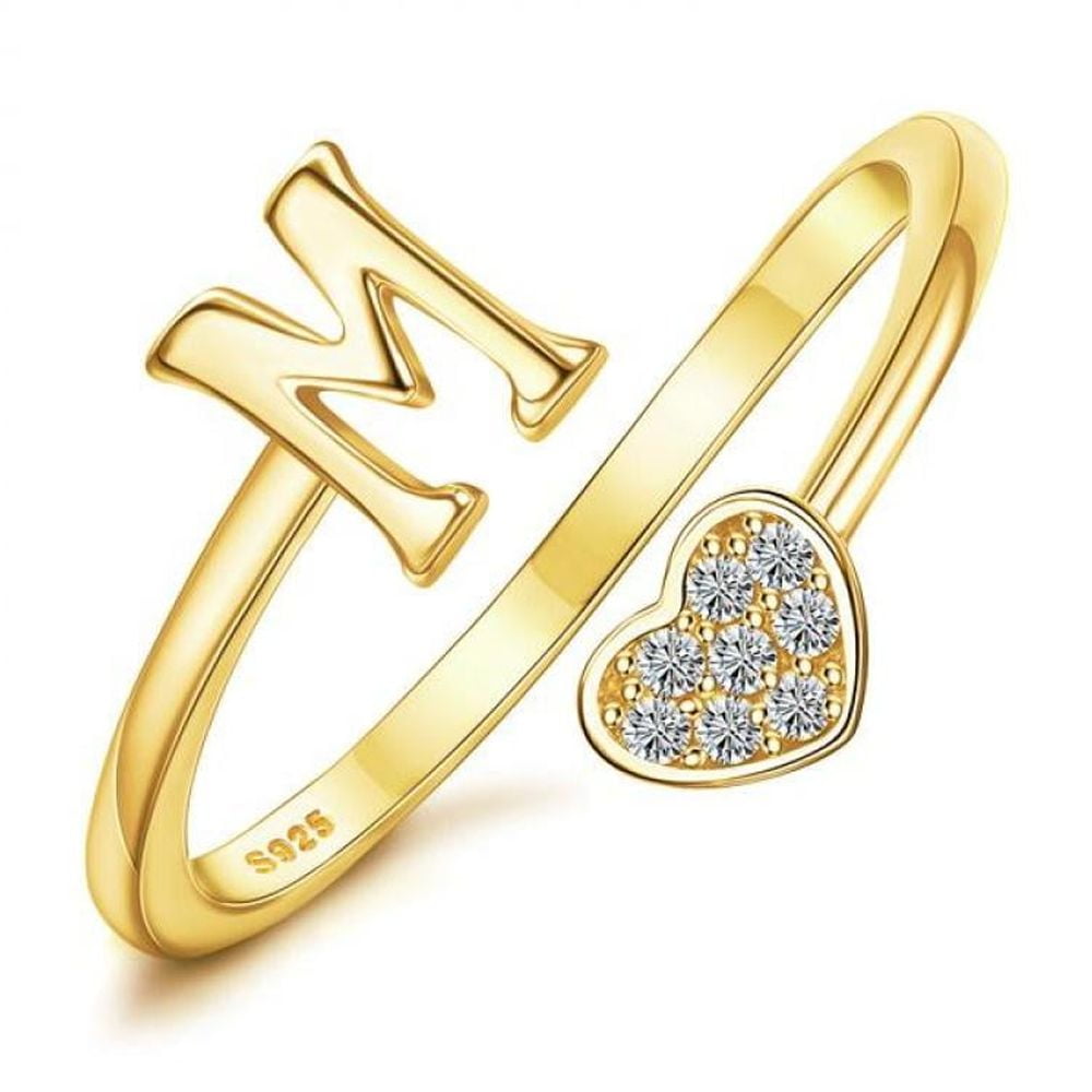 VOLALO 925 Sterling Silver Heart Initial Rings For Women S Stackable ...