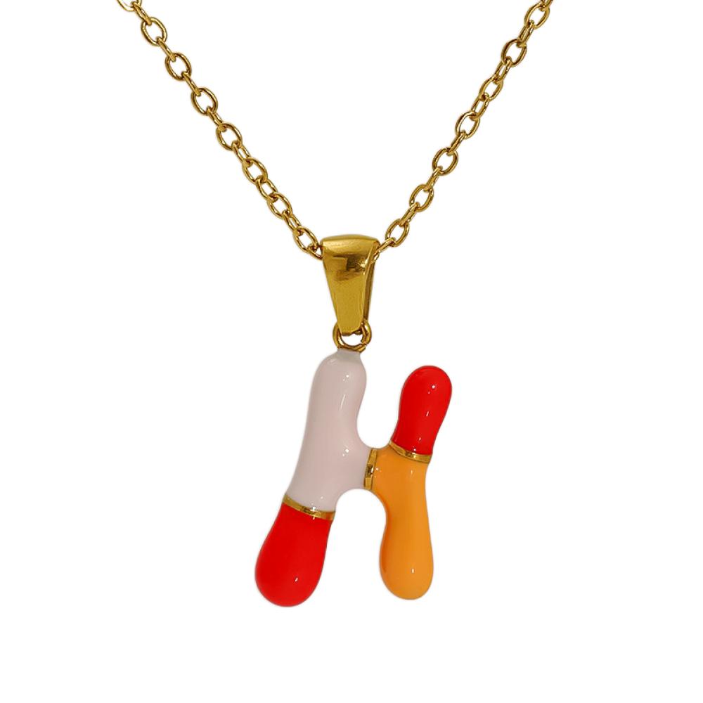 VOLALO Drop Glue 26 Letter Necklace Female Letter Pendant Clavicle ...