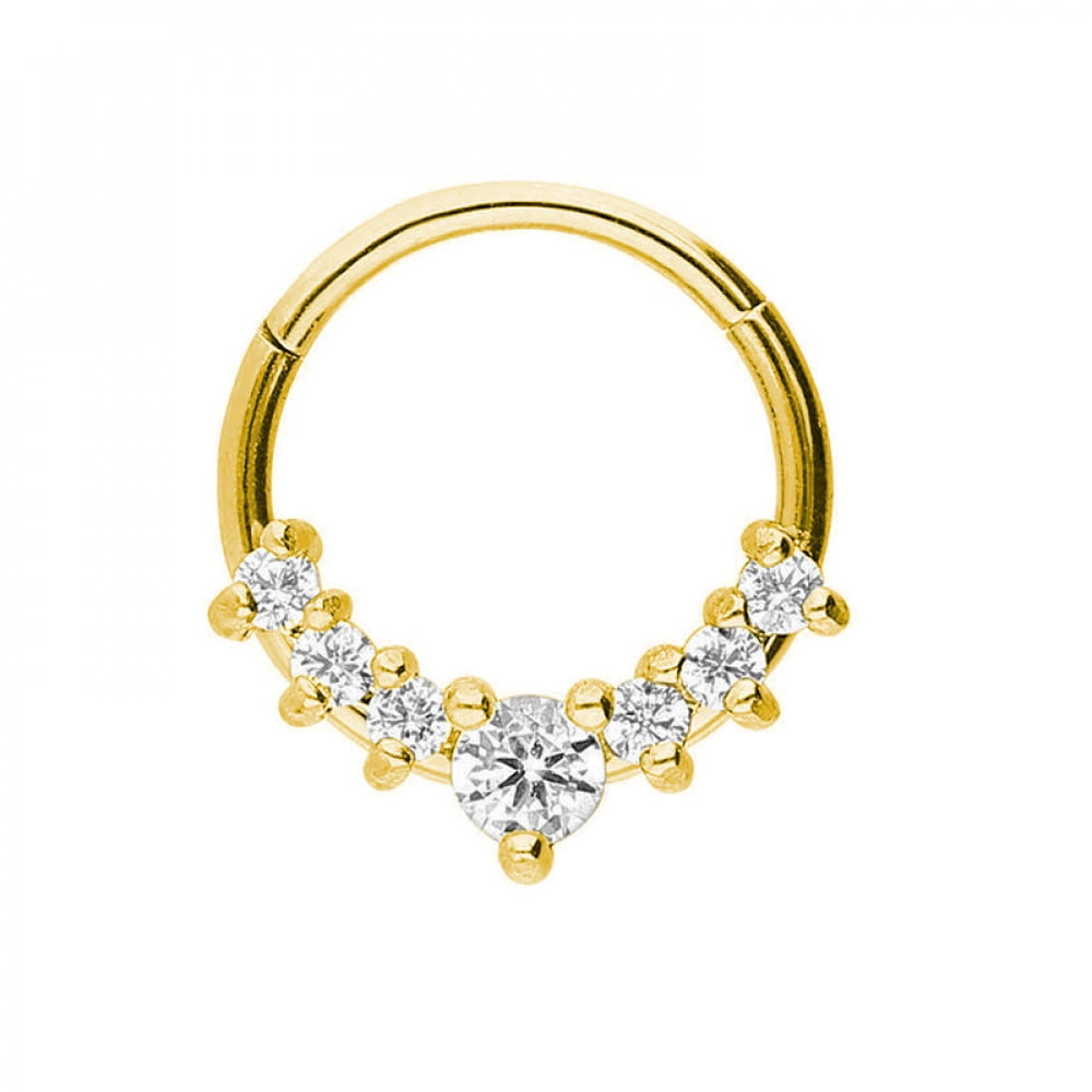 VOLALO Titanium Micro Gem Hinged Nose Hoop Beauty Jewelry - Walmart.com