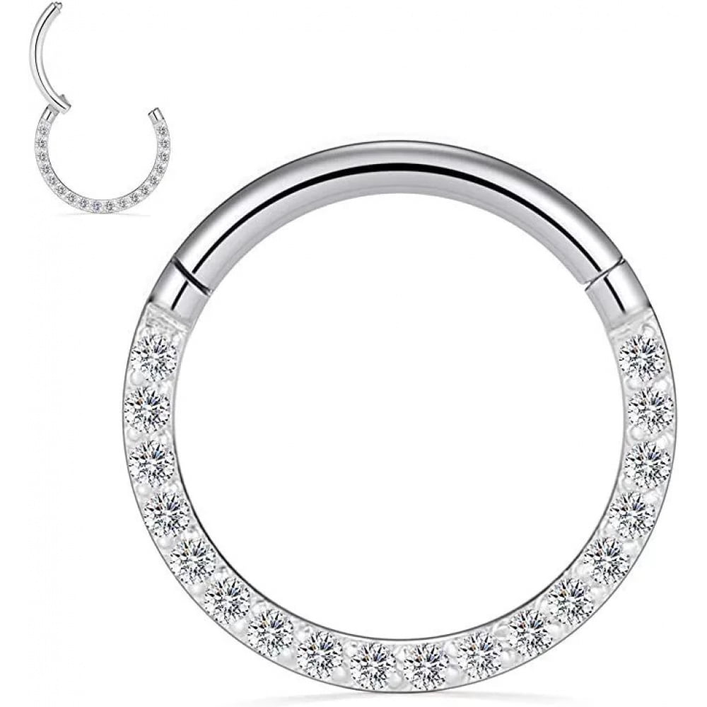 VOLALO Titanium Micro Gem Hinged Nose Hoop Beauty Jewelry - Walmart.com