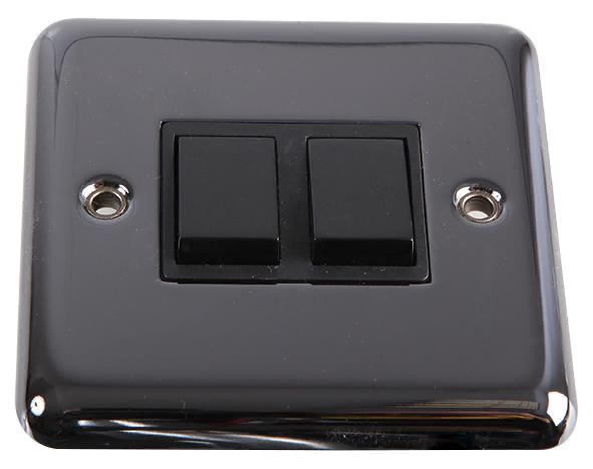VOLEX ACCESSORIES - 2 Gang 2 Way 10AX Light Switch, Black Nickel ...