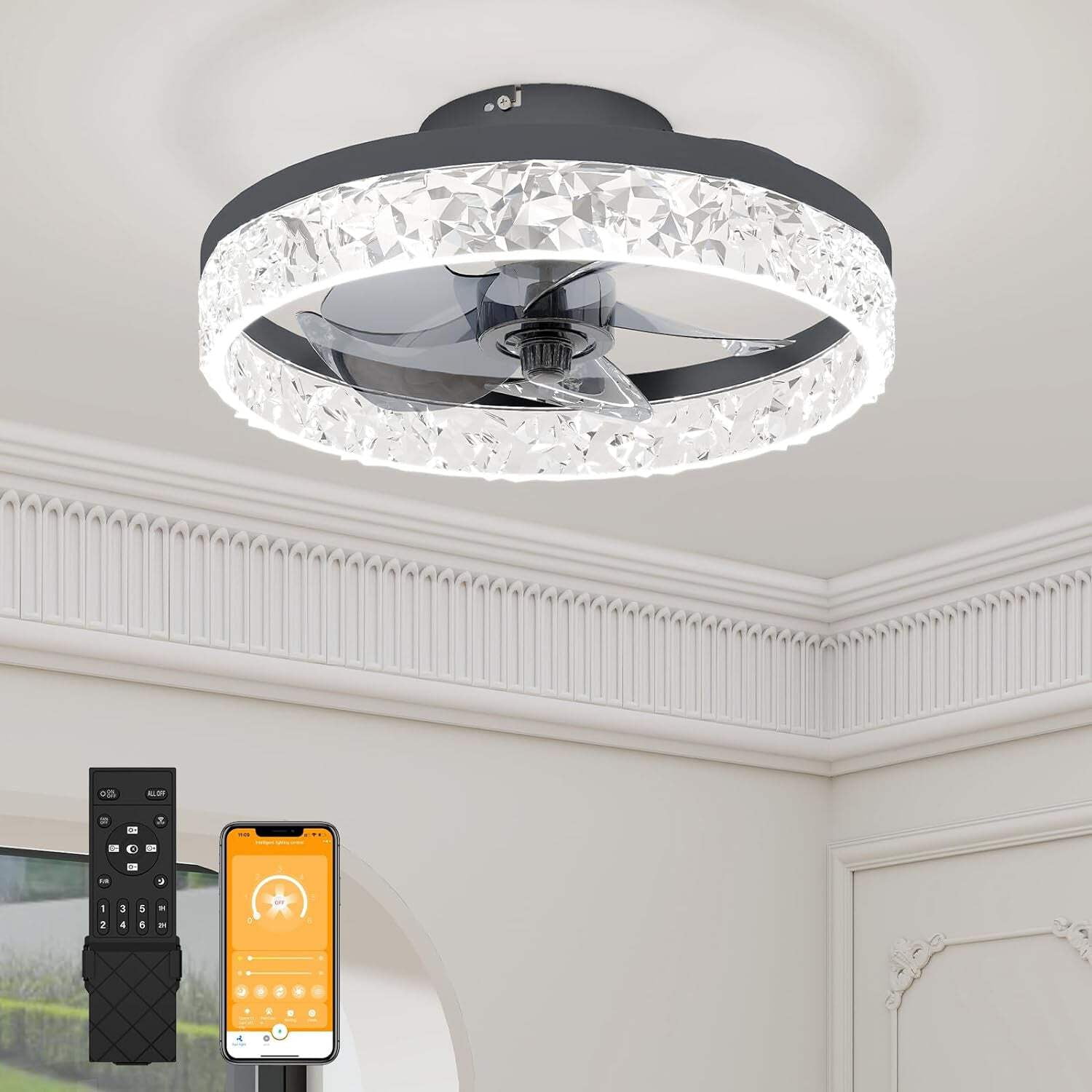VOLISUN Modern Ceiling Fans with Lights and Remote, 19.7In Low Profile ... VOLISUN Modern Ceiling Fans with Lights and Remote, 19.7In Low Profile ...