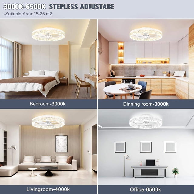 VOLISUN Modern Ceiling Fans with Lights and Remote, 19.7In Low Profile ...