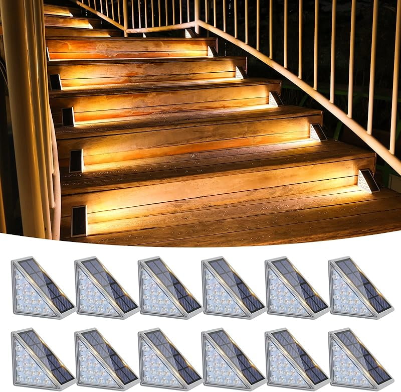 VOLISUN Solar Stair Lights 6 Pack, Solar Step Lights Outdoor Waterproof ...