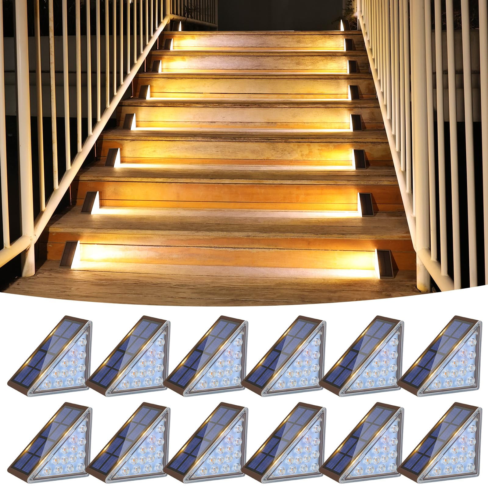 VOLISUN Solar Step Lights Outdoor Waterproof, LED Outdoor Stair Lights ...