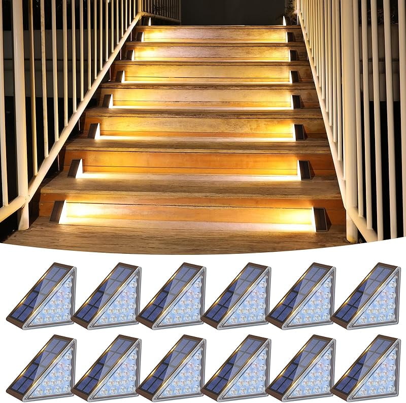 VOLISUN Solar Step Lights Outdoor Waterproof, LED Outdoor Stair Lights ...