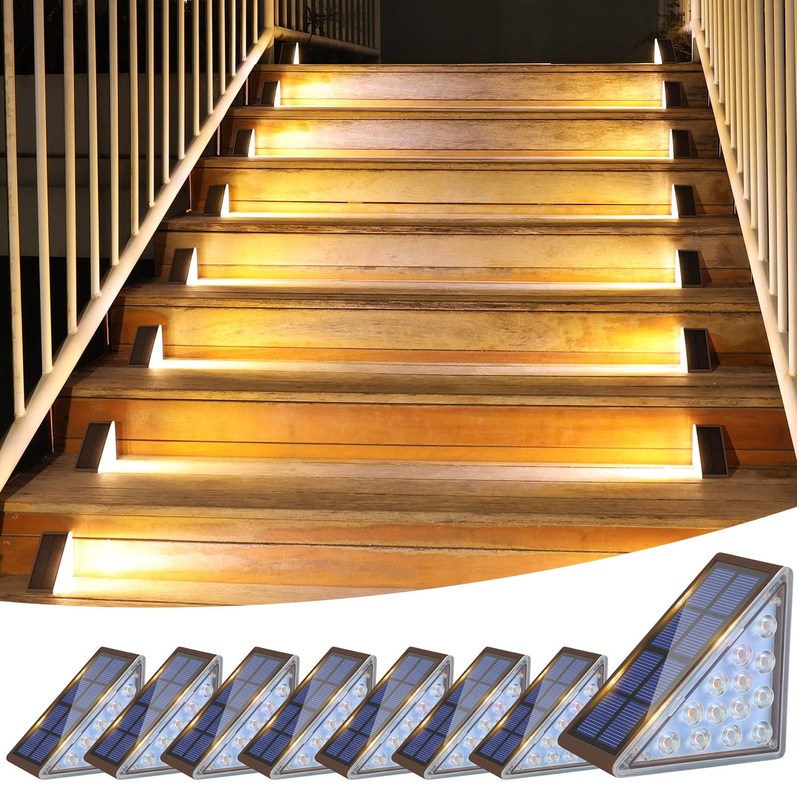 VOLISUN Solar Step Lights Outdoor Waterproof, LED Outdoor Stair Lights ...