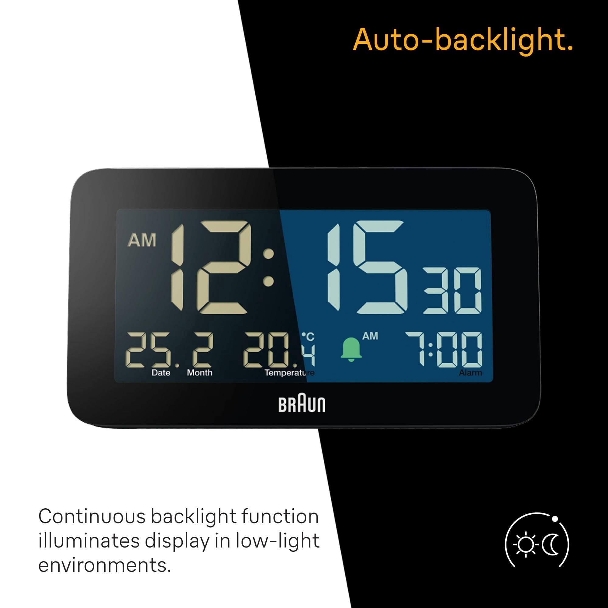 VOLIVO Digital Alarm Clock with Date, Month and Temperature Displayed ...