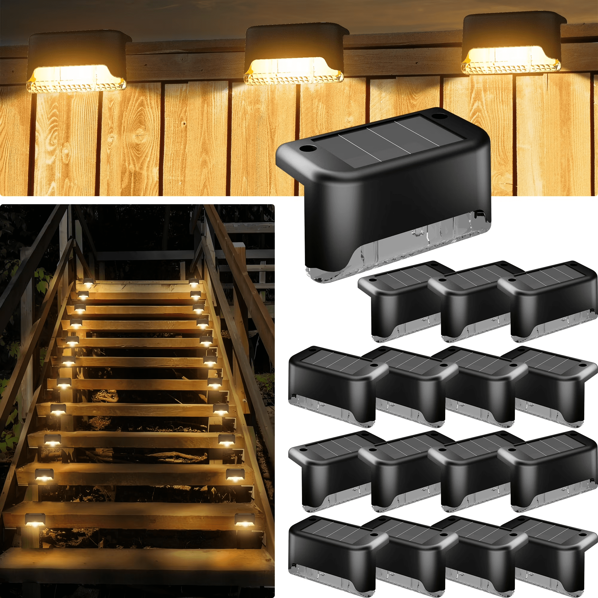 VOLIVO Solar Deck Lights Outdoor 6 Pack, Solar Step Lights Waterproof ...
