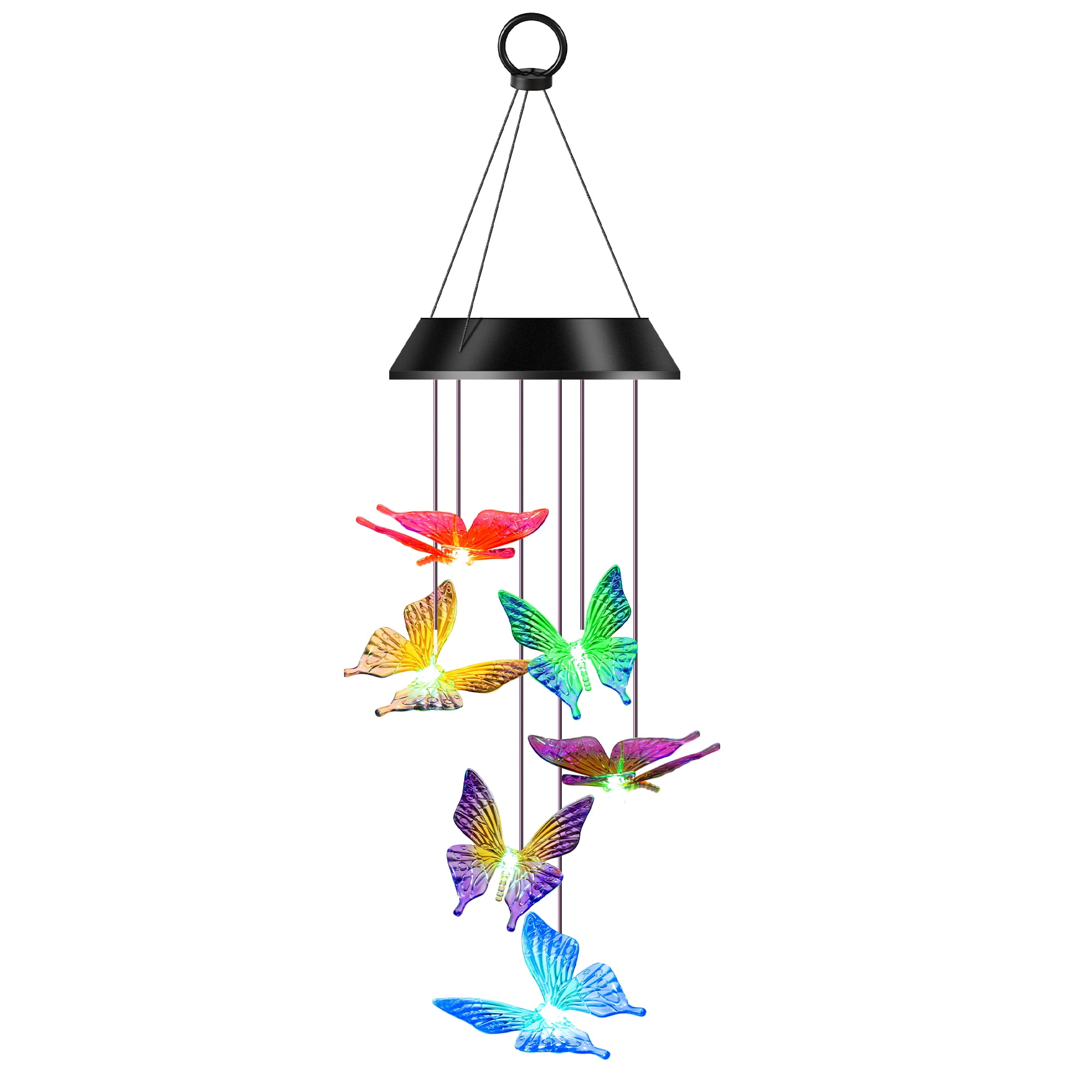 VOLIVO Solar Wind Chime, Butterfly Color Changing LED Wind Chime Light ...