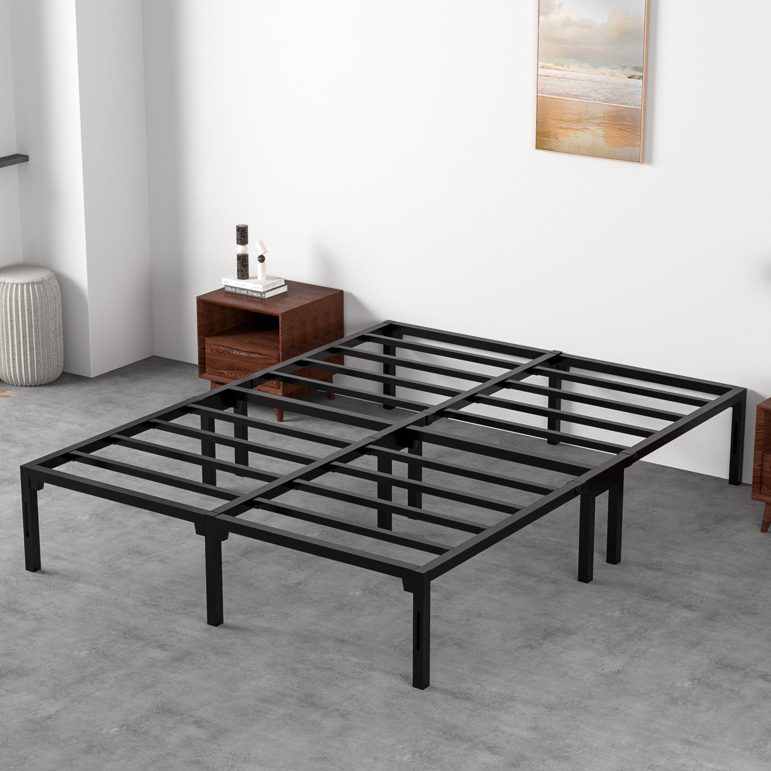 VOLIX 14" Black Tool Free Steel Bedframe Easy Assemble Platform Bed ...