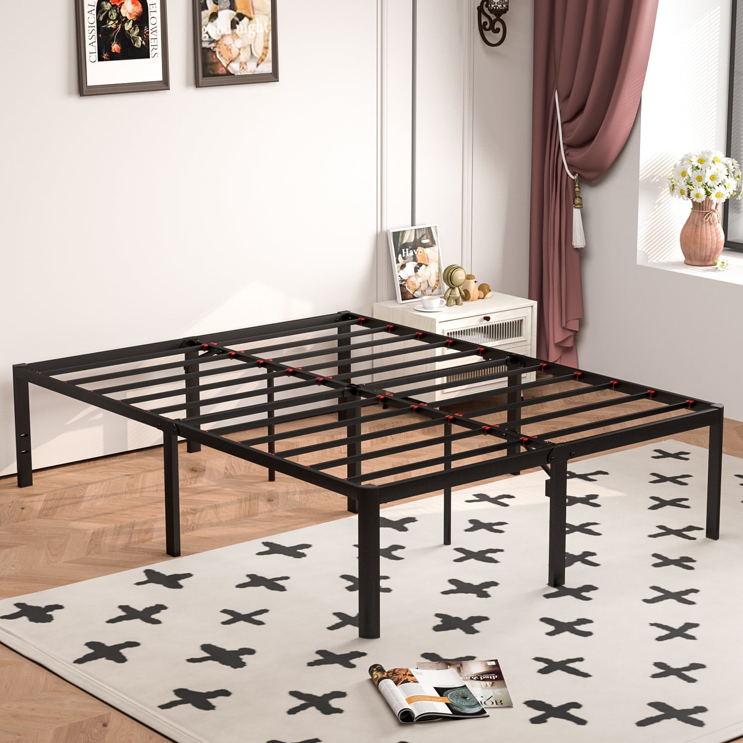 VOLIX 18 Inch Heavy Duty Bed Frame Deluxe Metal Slat Bed Frame, Full ...