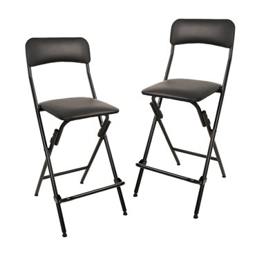 Mainstays Indoor Metal Folding Stool with Slat Back and Microfiber Seat ...