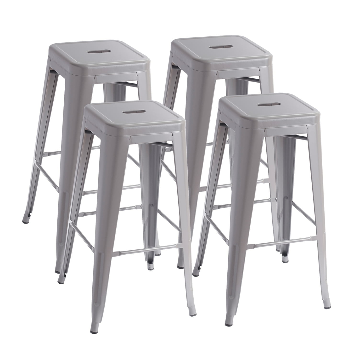 VOLIX 30inches Gray Stackable Metal Bar Stool Backless Indoor-Outdoor ...
